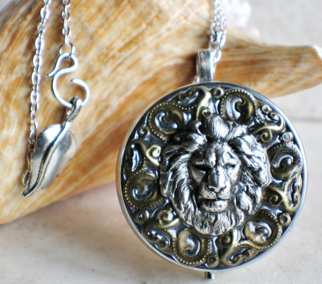 Lion Music Box Locket Round Locket With Music Box Inside in - Etsy