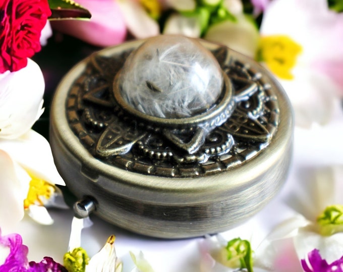 Blue Crystal Butterfly Music Box Locket, Round Music Box Pendant, Music ...