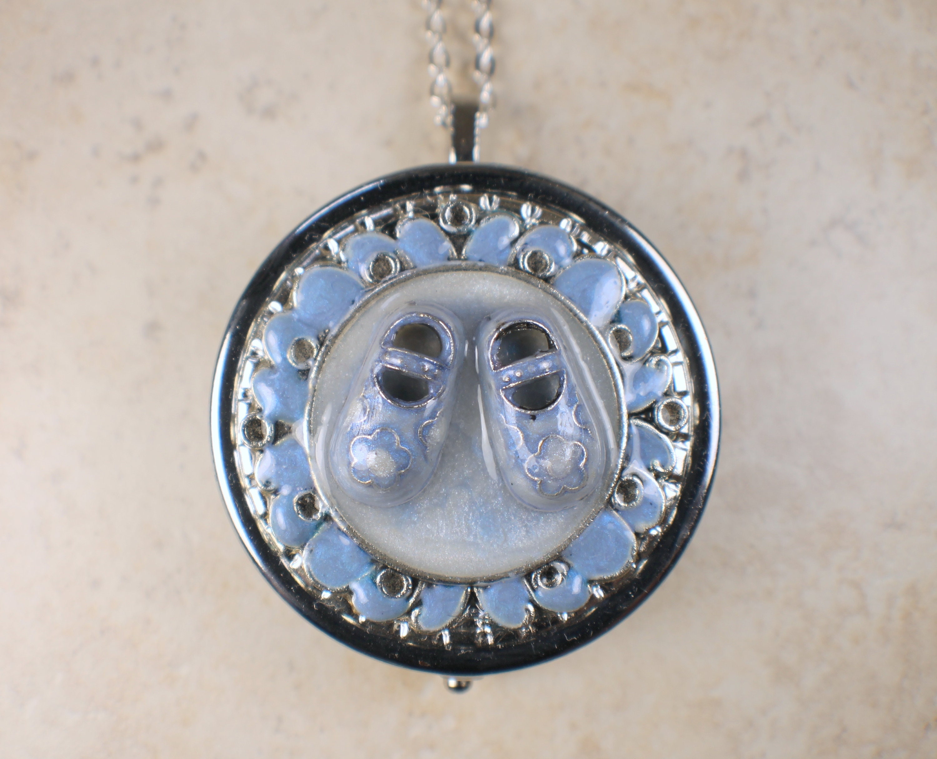 Blue Baby Shoes Music Box Locket Necklace: New Parent Gift - Etsy
