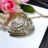 Music Box Locket Rose Heart Necklace: Bronze Filigree Pendant - Etsy
