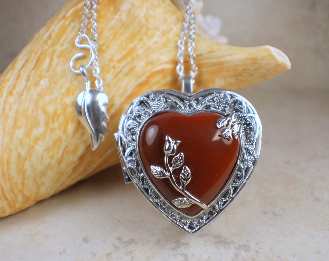 Red Agate Chakra Music Box Locket, Music Box Locket, Music Box Pendant ...