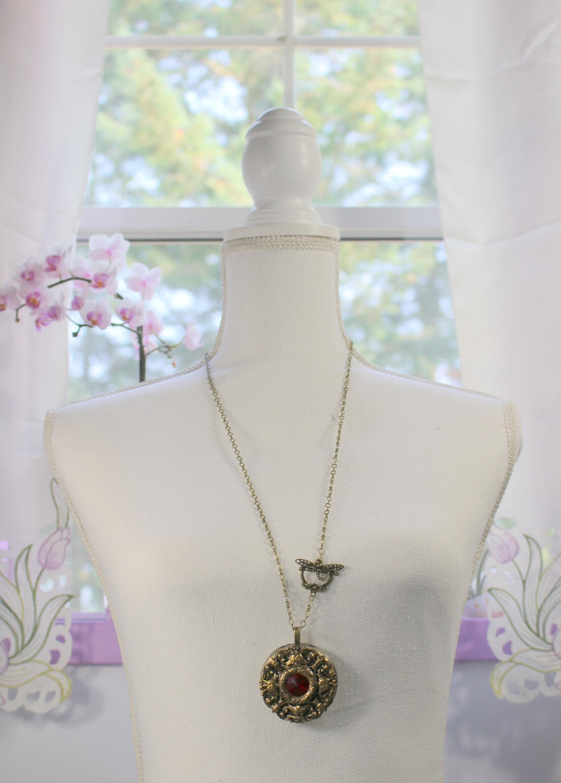 Red Crystal Music Box Locket Music Box Necklace Mini Music - Etsy