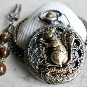 Squirrel Pocket Watch, Mens Pocket Watch With Squirrel Mounted on Front ...