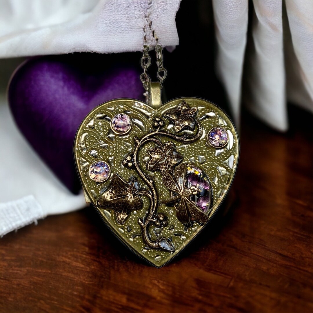 Amethyst Music Box Locket, Music Box Locket, Music Box Pendant ...
