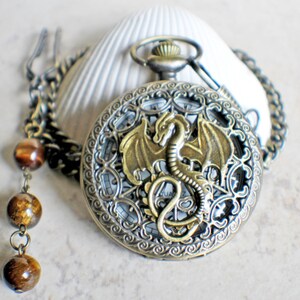 Dragon Pocket Watch, Men's Pocket Watch With Bronze Dragon on Front ...