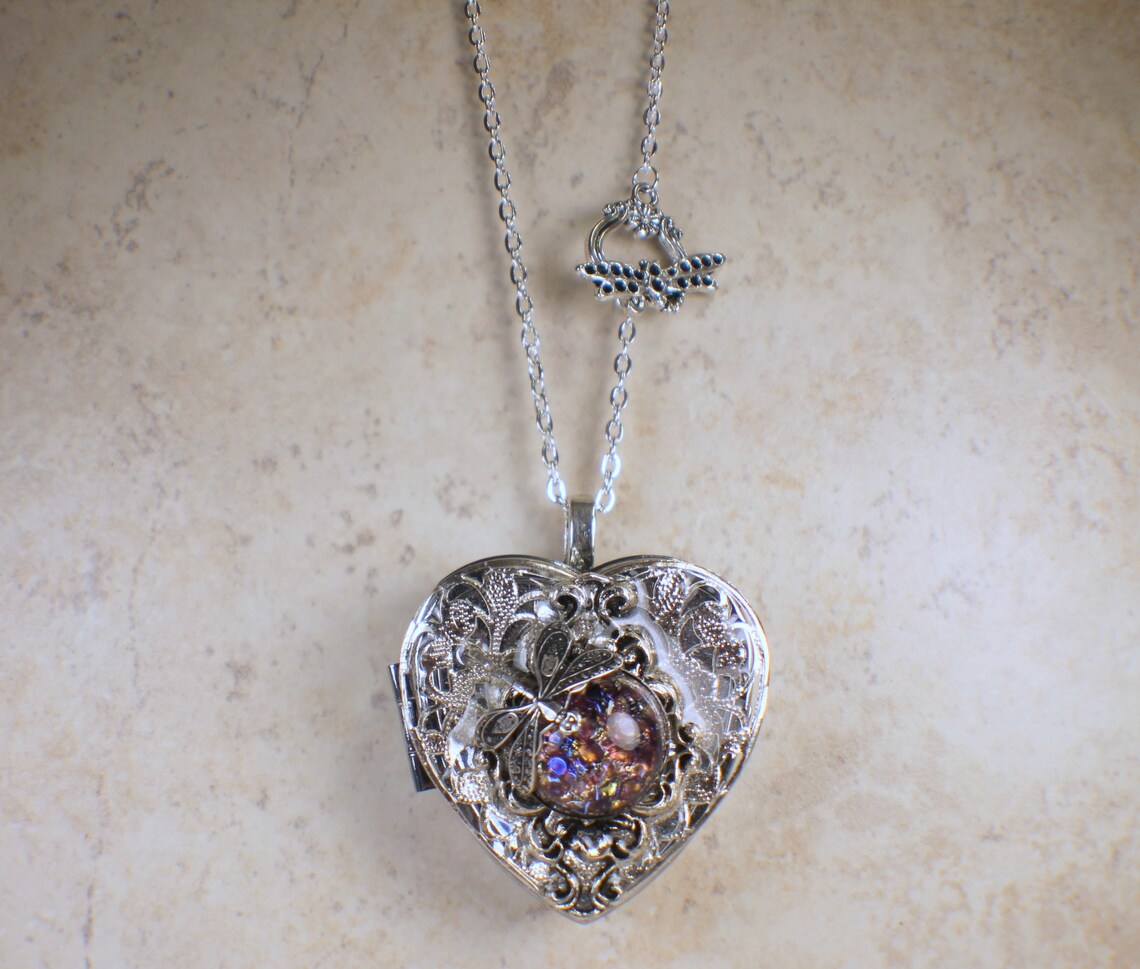 Dragonfly Music Box Locket Heart Music Box Pendant Music Box - Etsy