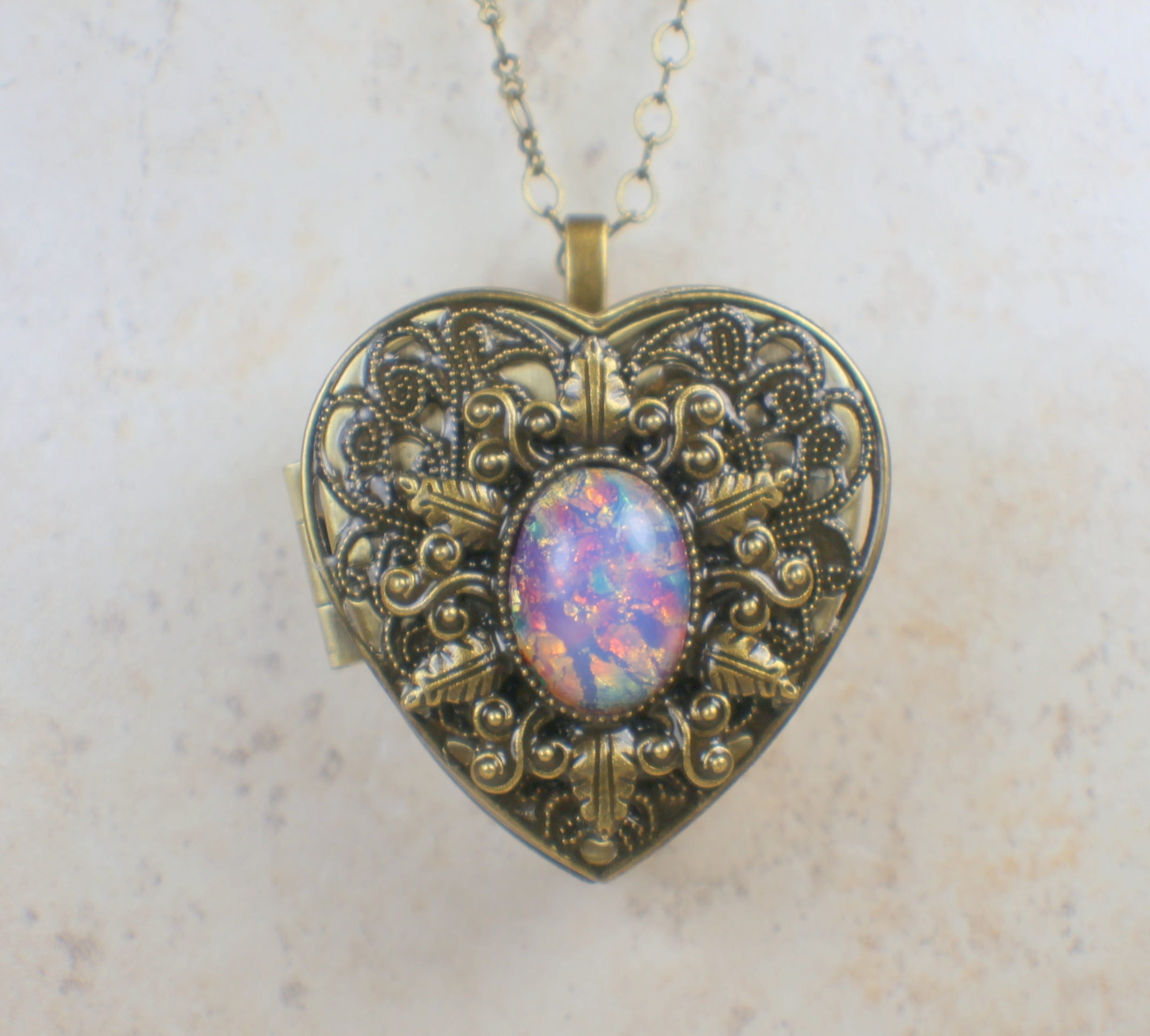 Pink Glass Opal Music Box Locket Photo Locket Music Box - Etsy
