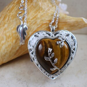 Tiger Eye Music Box Locket, Music Box Locket, Music Box Necklace, Tiger ...