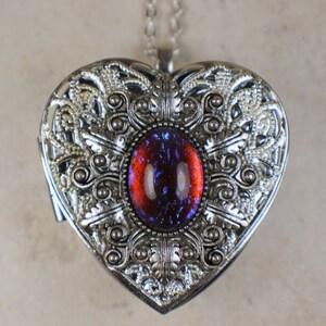 Red Dragons Breath Glass Opal Music Box Locket, Music Box Locket ...