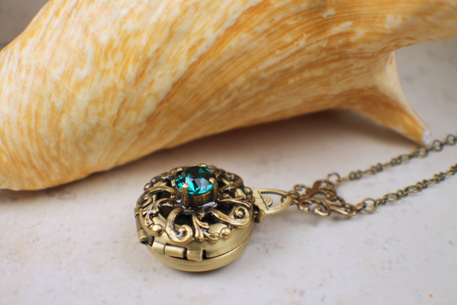 Emerald Crystal Locket Bronze Photo Locket Four Photo Locket | Etsy