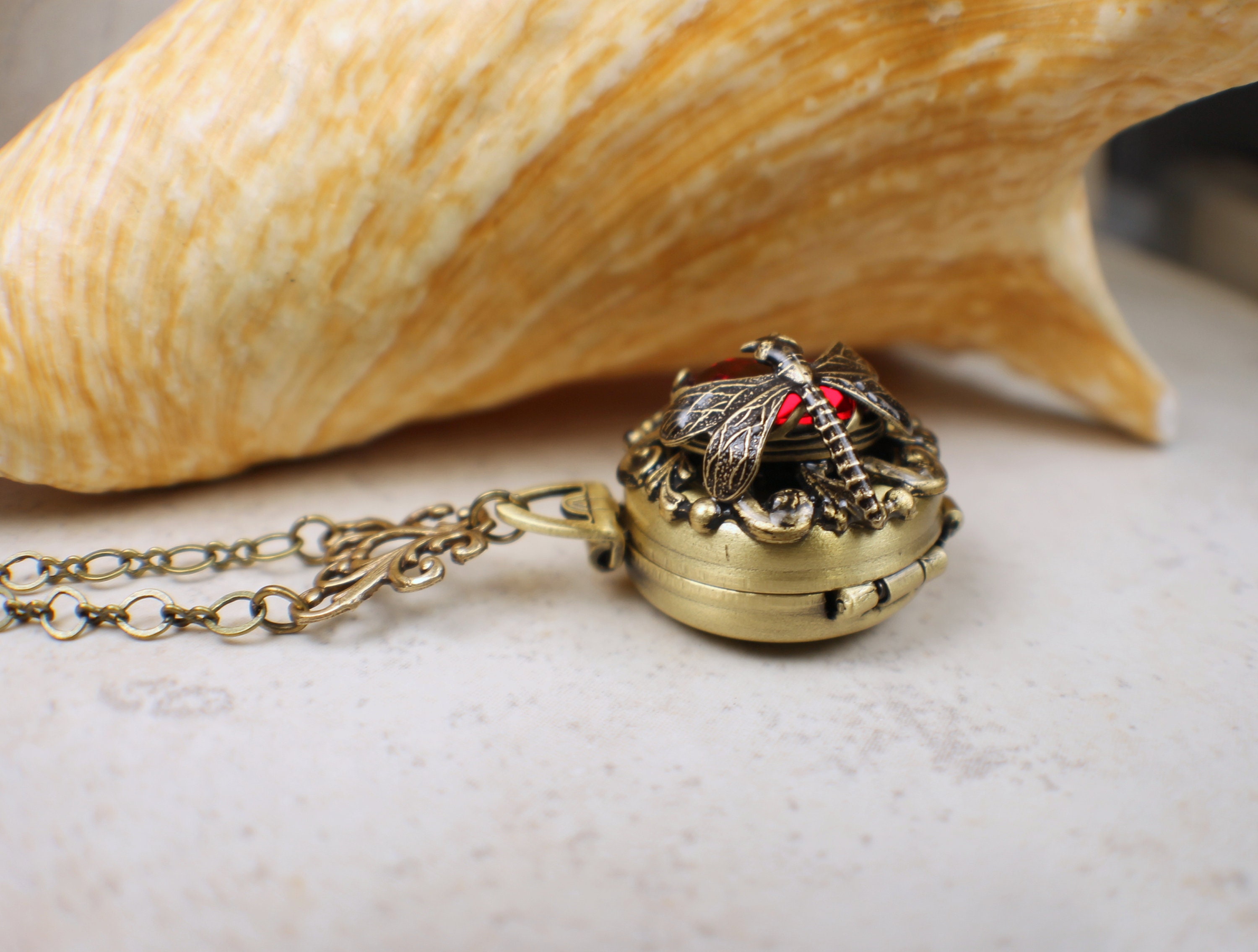 Siam Red Crystal Locket Bronze Photo Locket Four Photo | Etsy