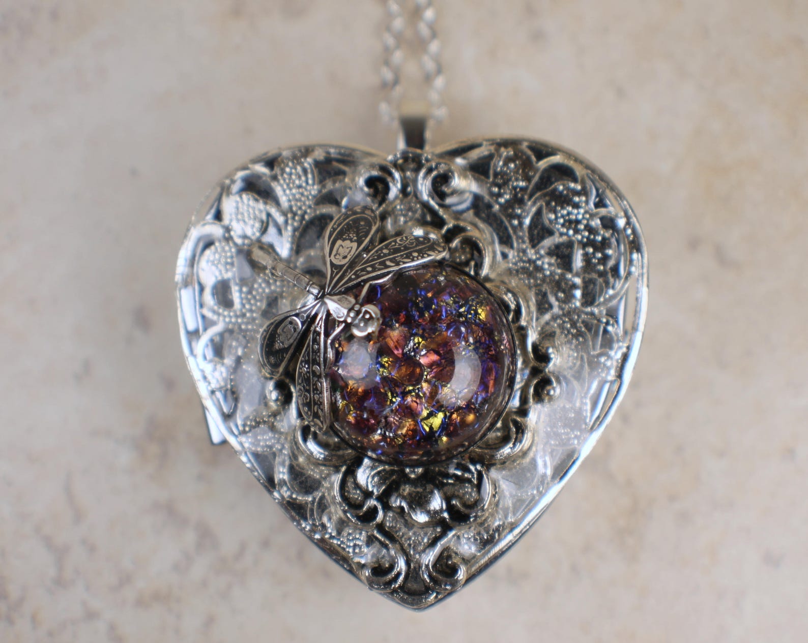Dragonfly Music Box Locket Heart Music Box Pendant Music Box - Etsy