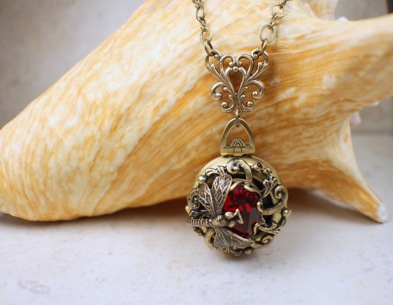 Siam Red Crystal Locket Bronze Photo Locket Four Photo - Etsy