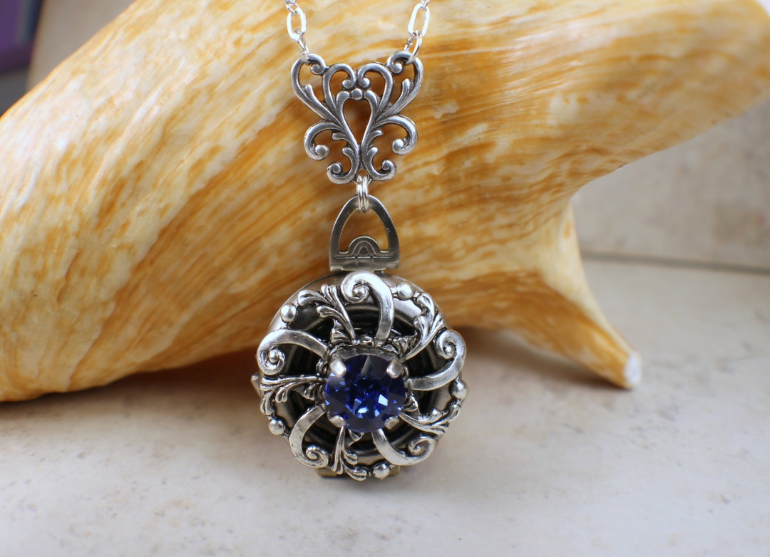 Sapphire Crystal Locket, Silver Photo Locket, Four Photo Locket ...