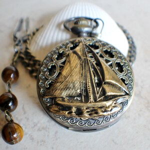 Sailboat Pocket Watch, Men's Pocket Watch, Nautical Theme, Front Case ...