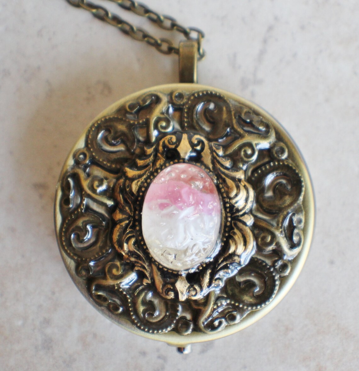 Victorian Music Box Locket Round Bronze Locket With Music Box - Etsy