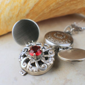 Siam Red Crystal Locket, Silver Photo Locket, Four Photo Locket ...