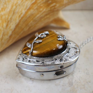 Tiger Eye Music Box Locket, Music Box Locket, Music Box Necklace, Tiger ...