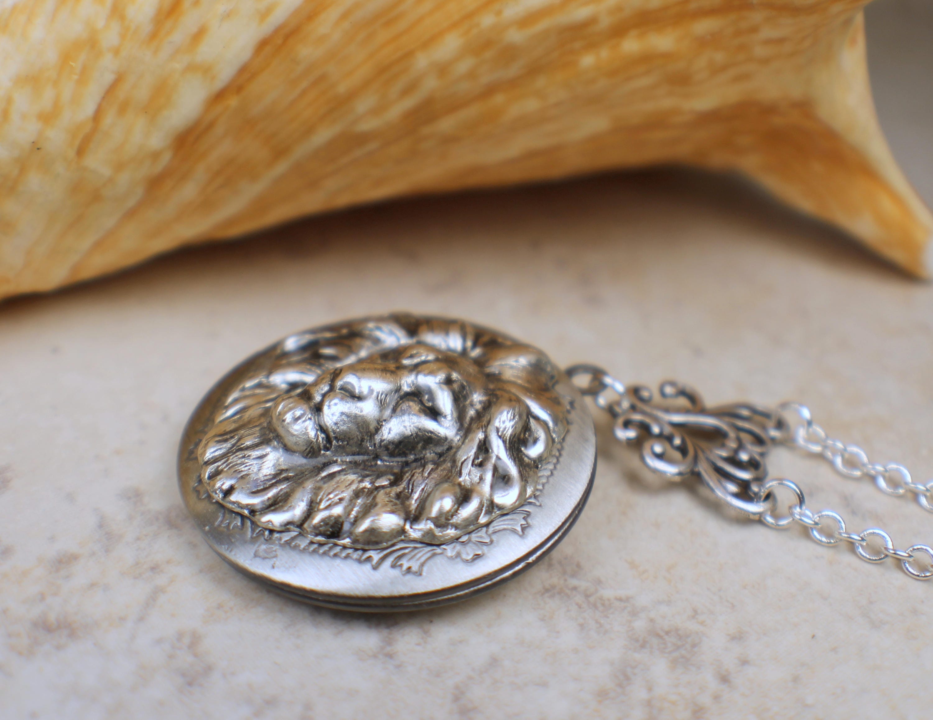 Silver Lion Locket Small Photo Locket Photo Locket Necklace - Etsy Norway