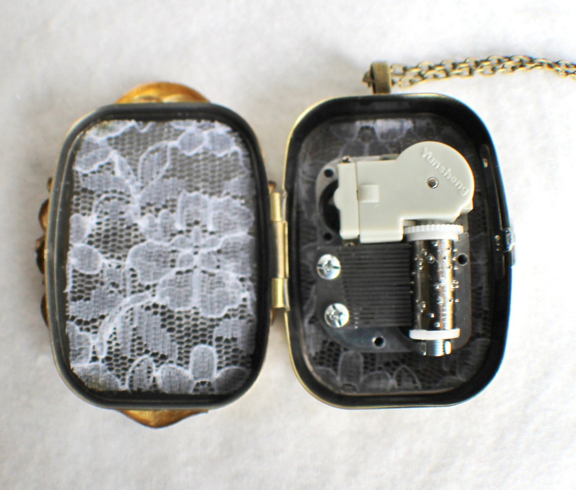 Music Box Locket Music Box Necklace Goddess Locket Mini - Etsy