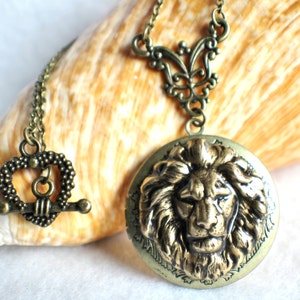 Bronze Lion Locket, Small Photo Locket, Photo Locket Necklace, Picture ...