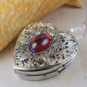 Red Dragons Breath Glass Opal Music Box Locket, Music Box Locket ...