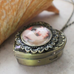 Personalized Heart Music Box Locket: Bronze Photo Pendant, 30" Chain - Etsy