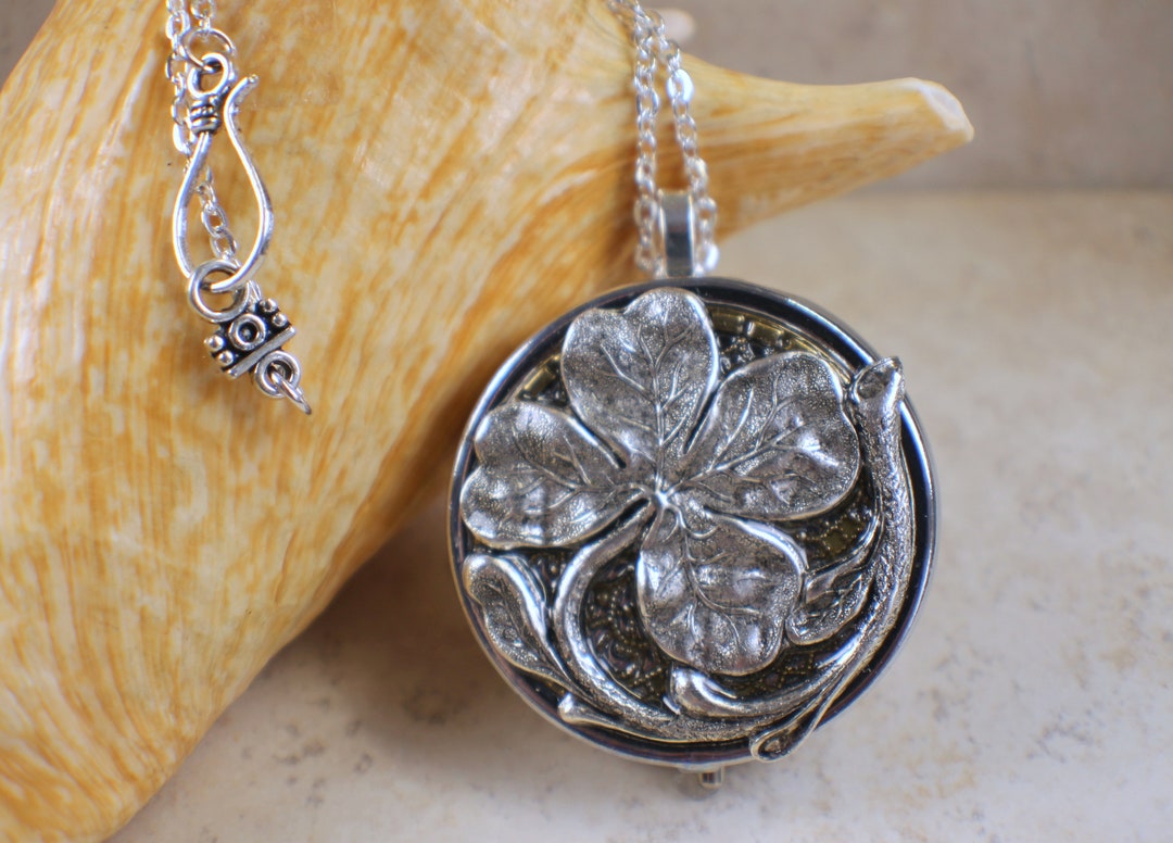 Shamrock Music Box Locket, Music Box Necklace, Mini Music Box, Musical ...