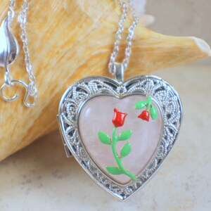 Rose Quartz Music Box Locket, Music Box Locket, Music Box Pendant ...