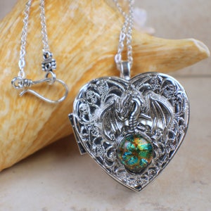 Silver Dragon Music Box Locket, Music Box Necklace, Mini Music Box ...