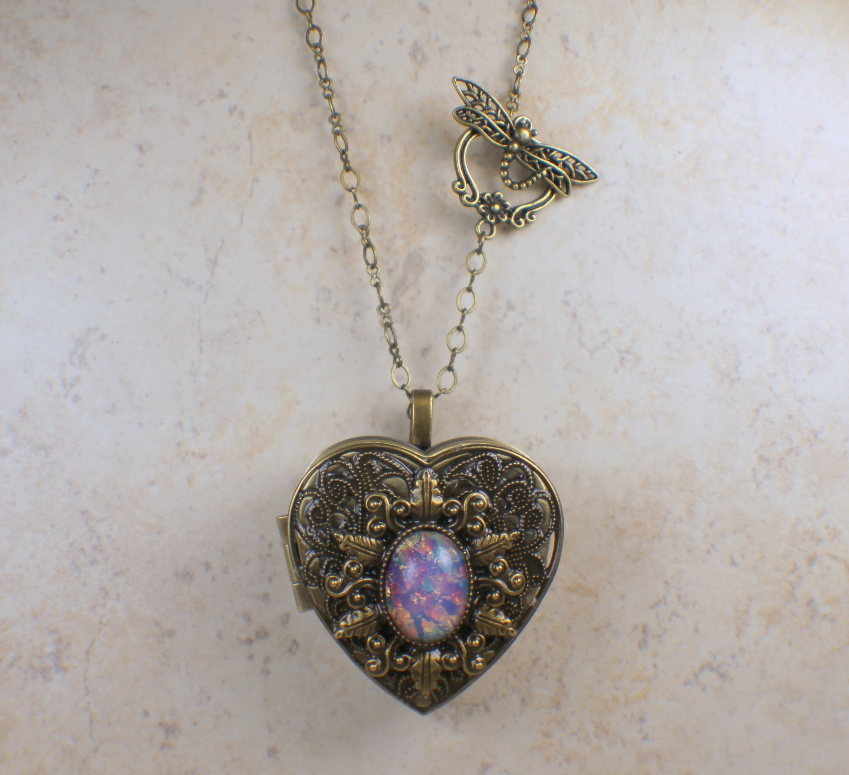 Pink Glass Opal Music Box Locket Photo Locket Music Box - Etsy