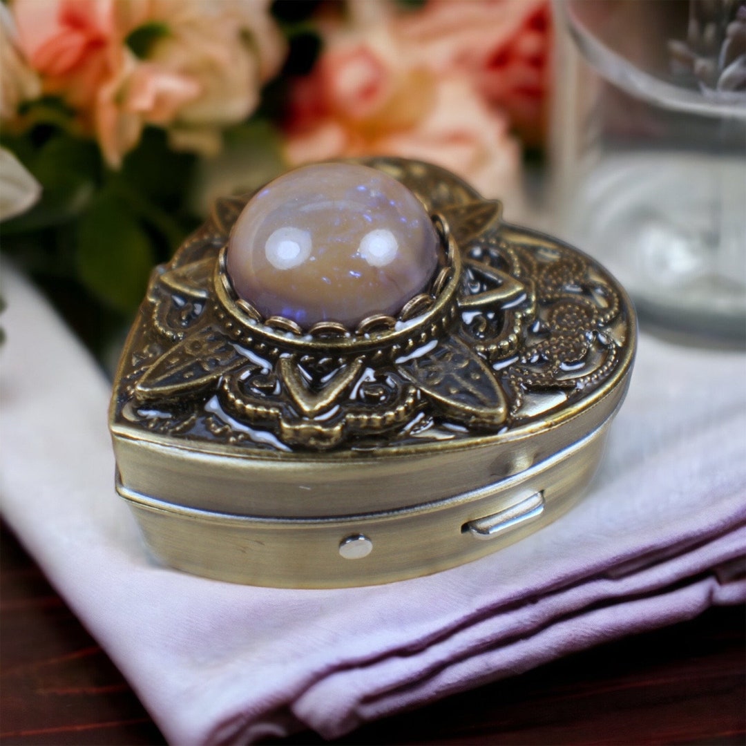 Dragon's Breath Opal Music Box Locket: Bronze Heart Pendant Necklace - Etsy