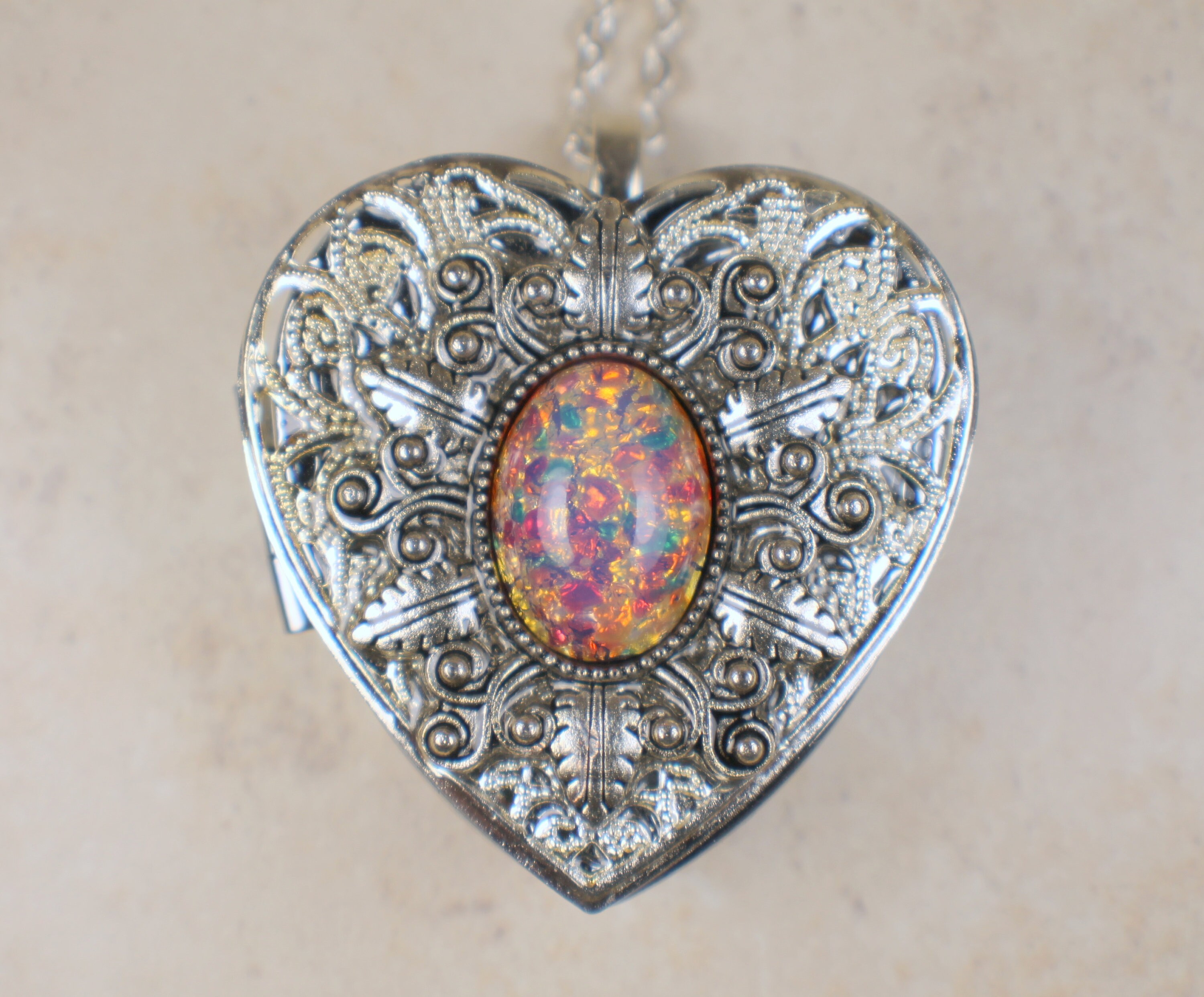 Pink Glass Opal Music Box Locket Music Box Locket Musical | Etsy