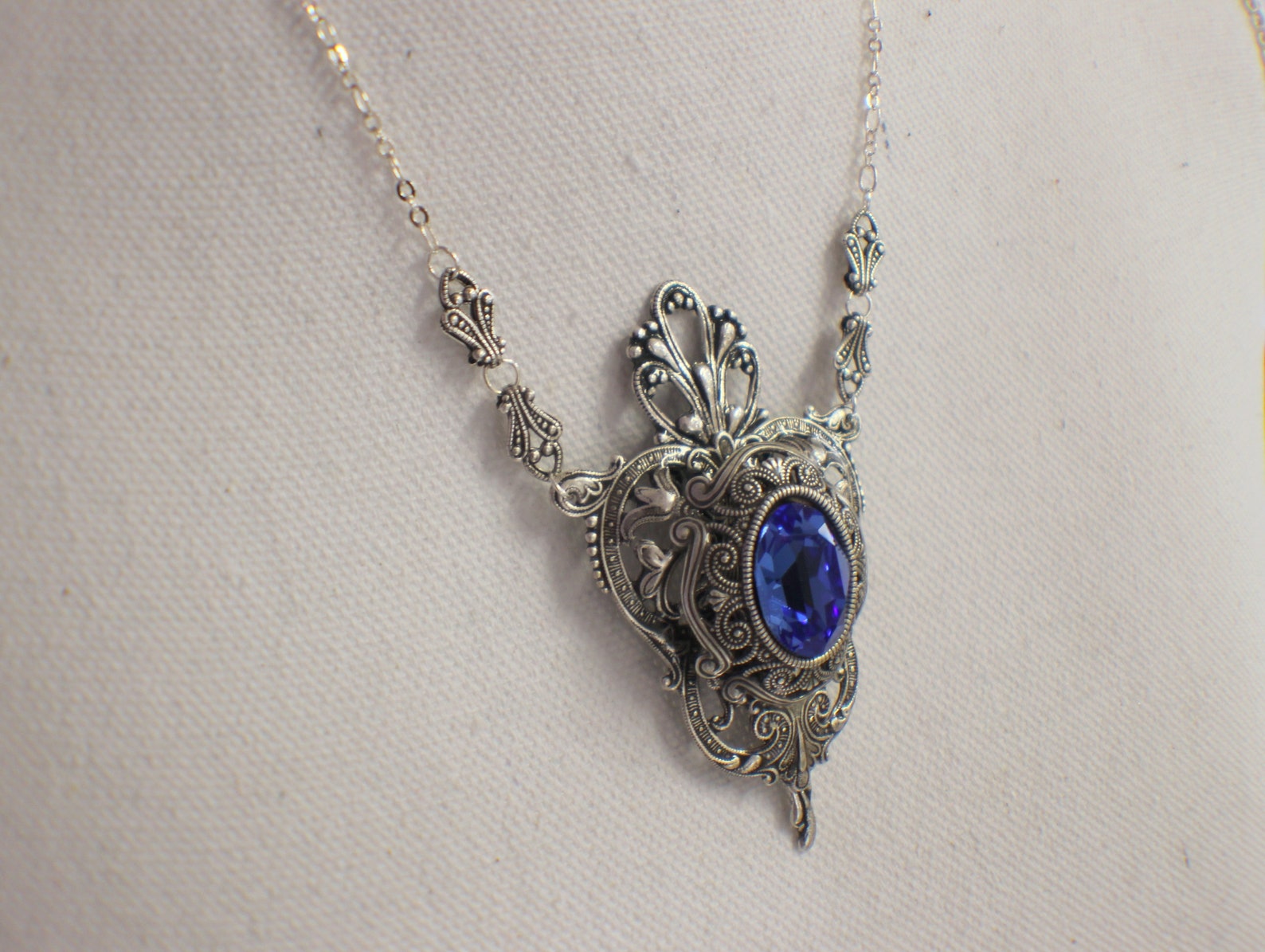 Sapphire Pendant Gothic Crystal Necklace Baroque Style - Etsy