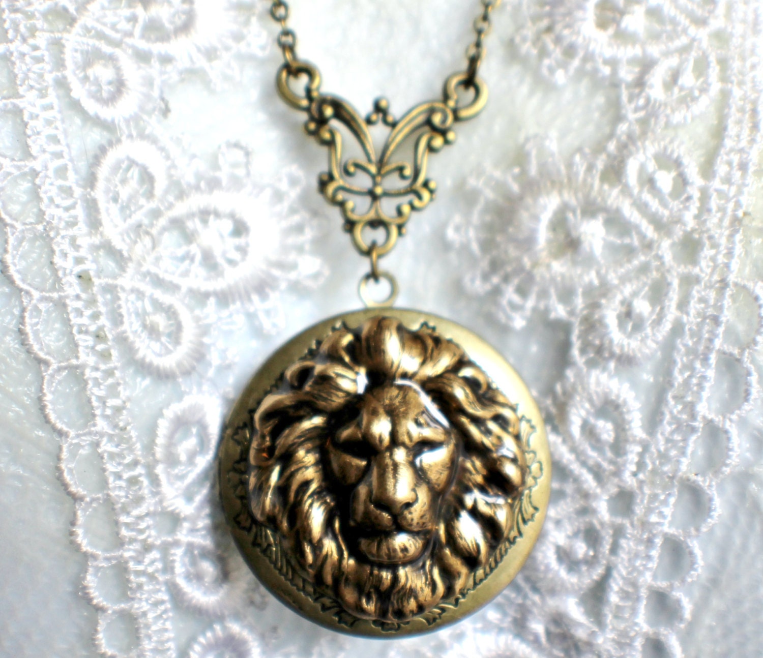Bronze Lion Locket Small Photo Locket Photo Locket Necklace - Etsy