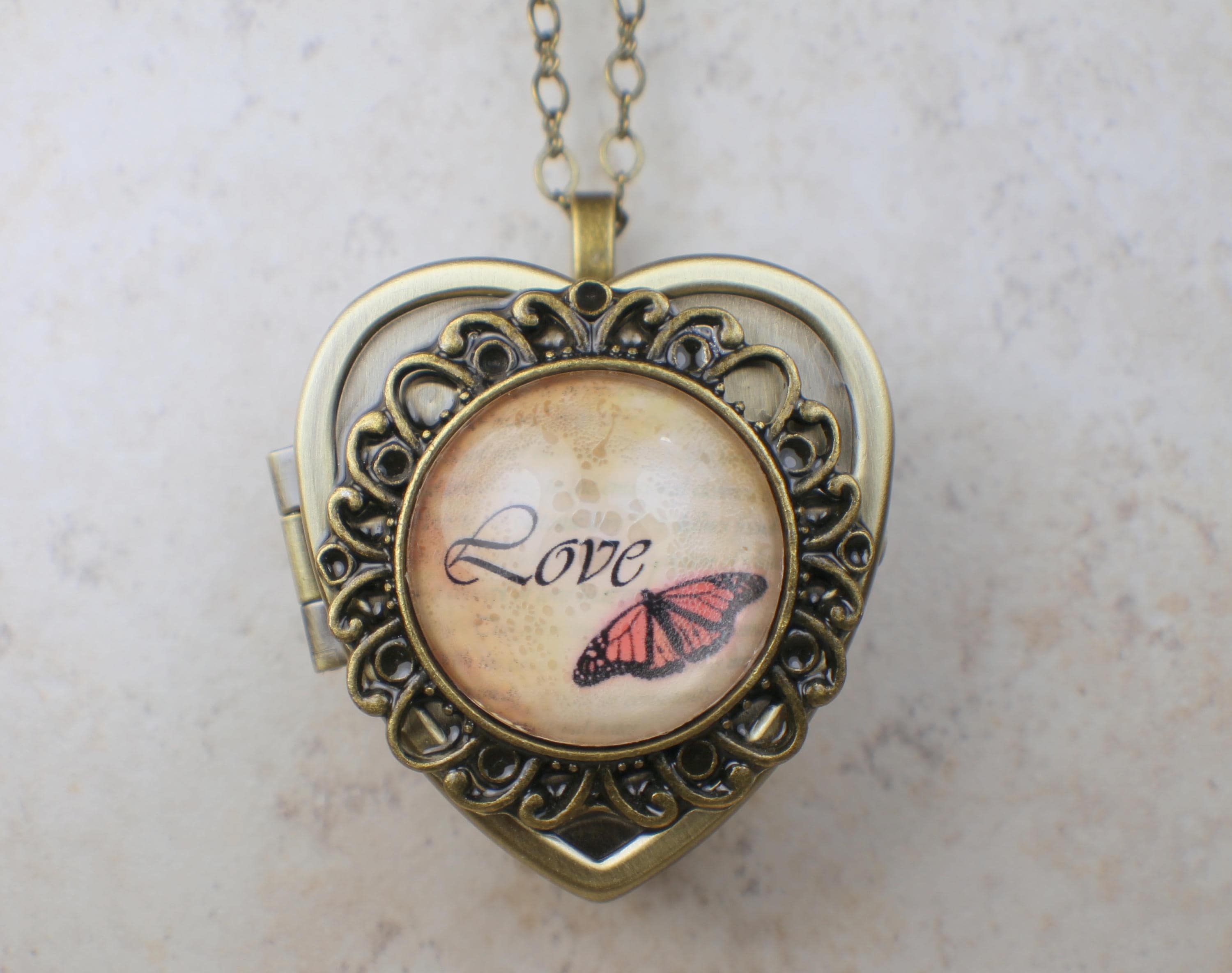 Butterfly Music Box Locket, Music Box Necklace, Mini Music Box, Musical ...