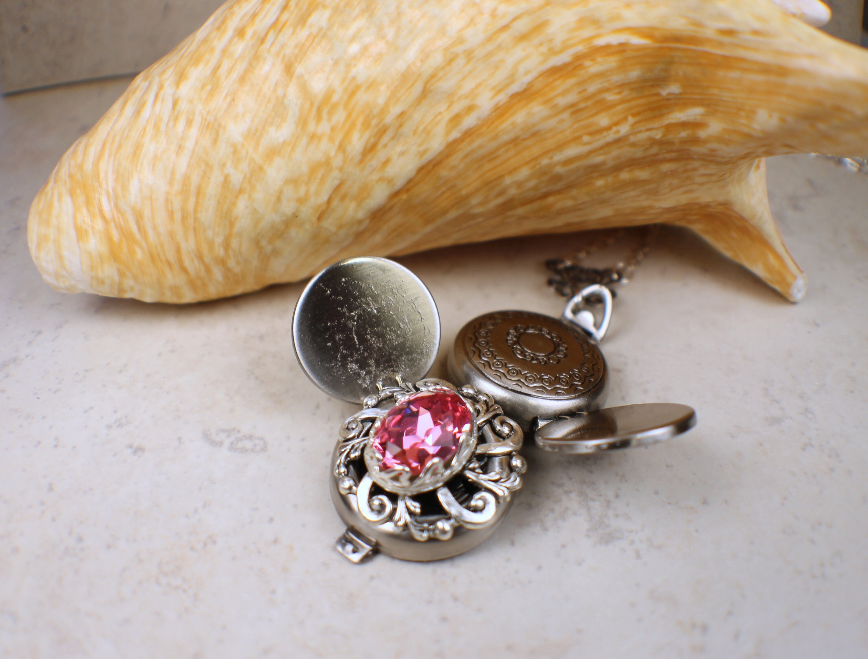 Rose Crystal Locket Silver Photo Locket Four Photo Locket | Etsy