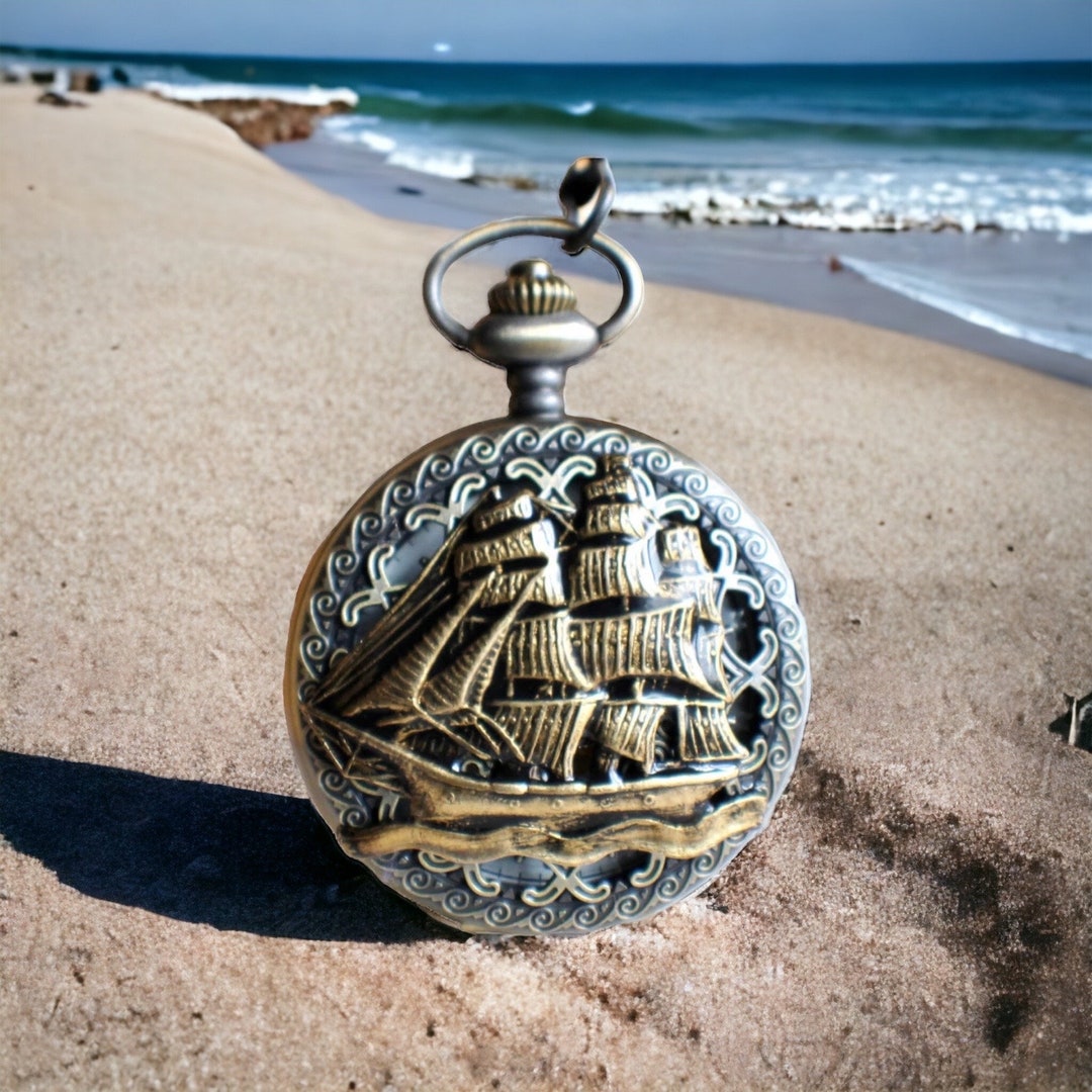Nautical Pocket Watch, Men's Pocket Watch, Nautical Theme, Ship Pocket ...