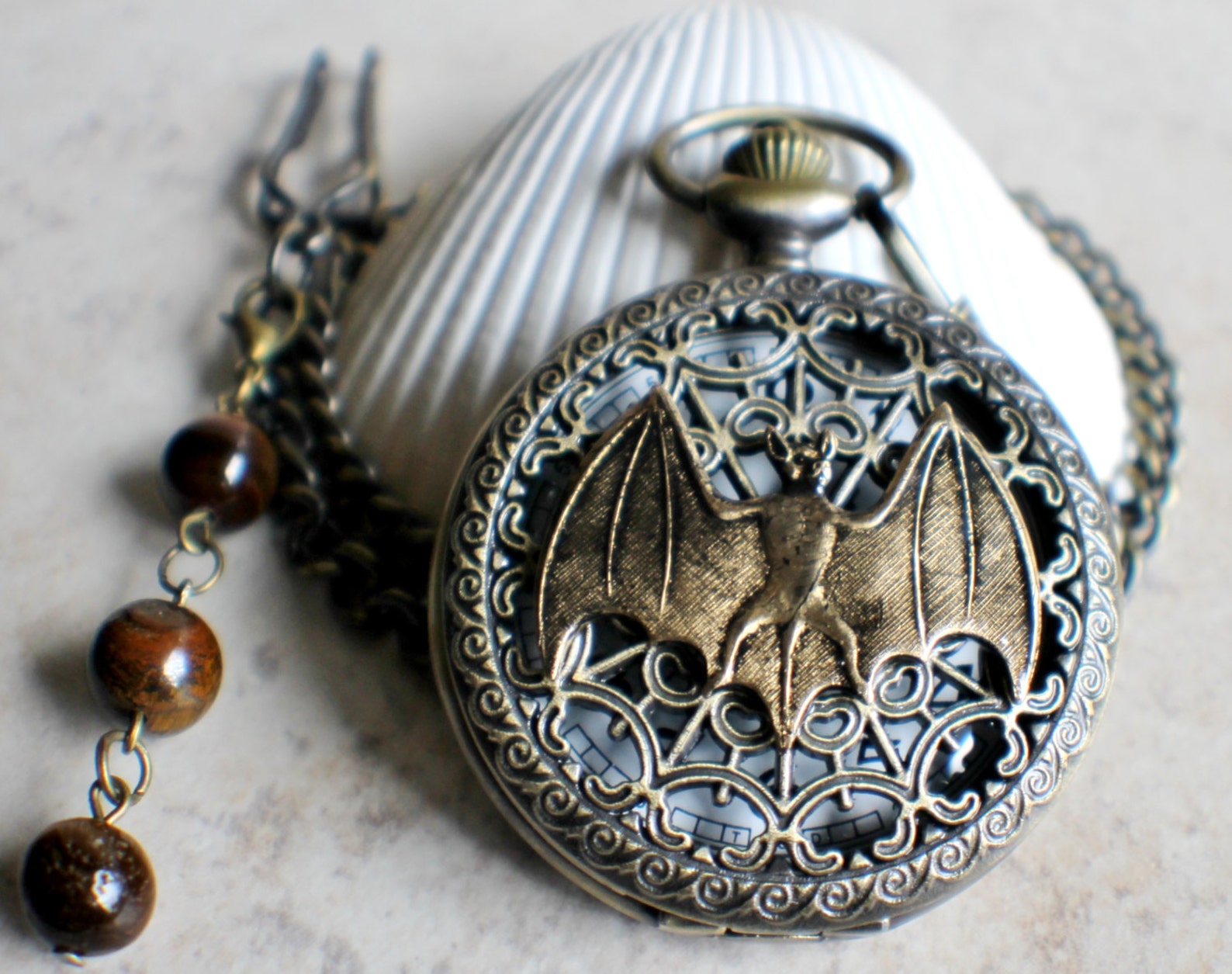 Bat Pocket Watch Men's Goth Bat Pocket Watch in Bronze - Etsy