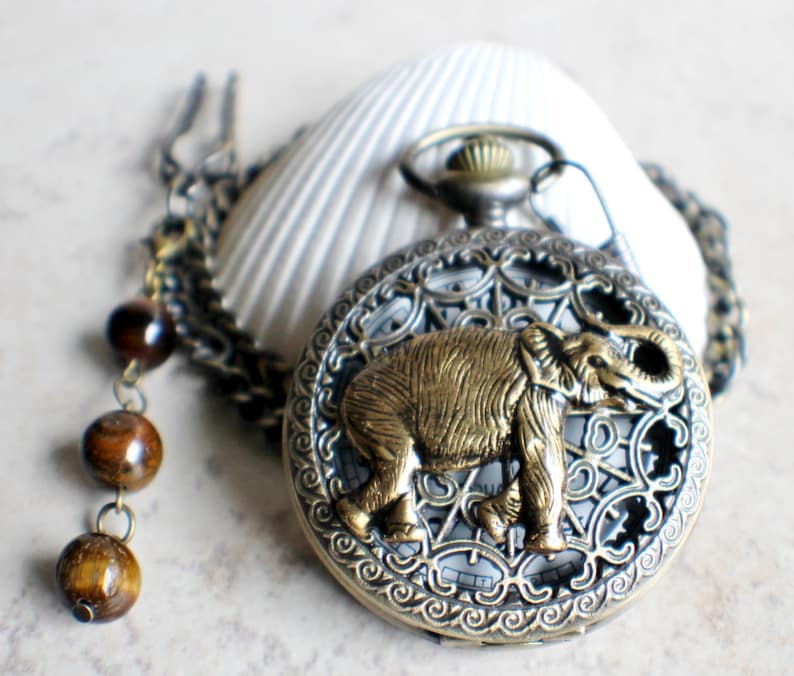 Elephant Pocket Watch Men's Elephant Pocket Watch With | Etsy