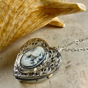 Cameo Music Box Locket, Music Box Necklace, Mini Music Box, Memorial ...