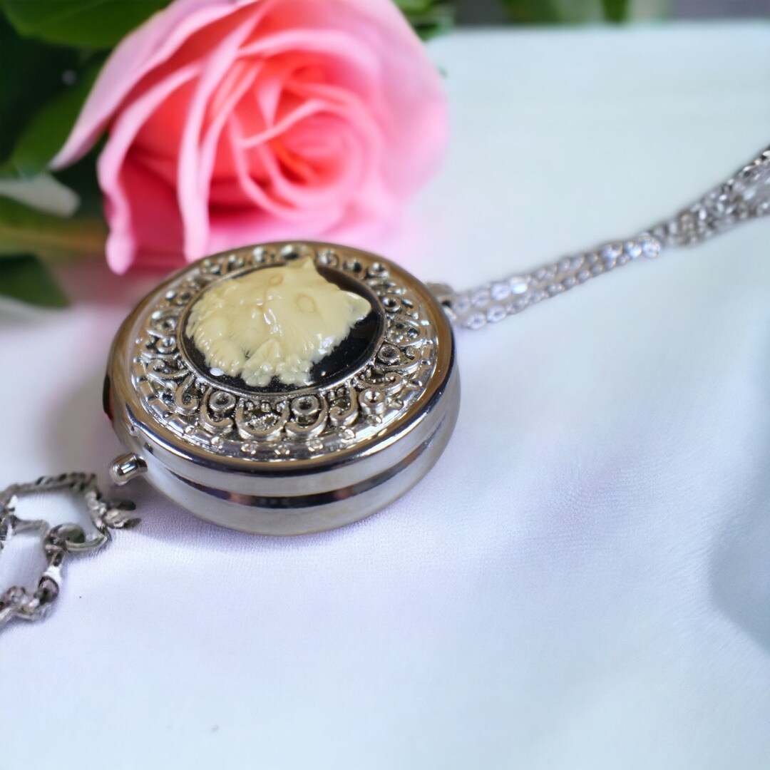 Cat Cameo, Music Box Locket, Music Box Necklace, Mini Music Box ...