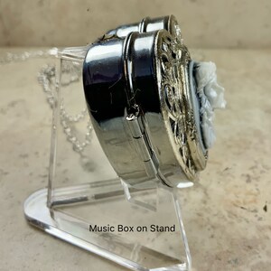 Cameo Music Box Locket, Music Box Necklace, Mini Music Box, Memorial ...