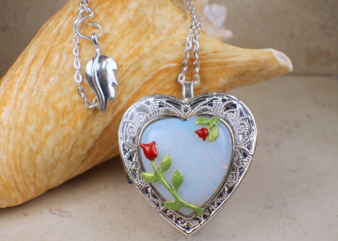 White Quartz Music Box Locket, Music Box Locket, Music Box Pendant ...