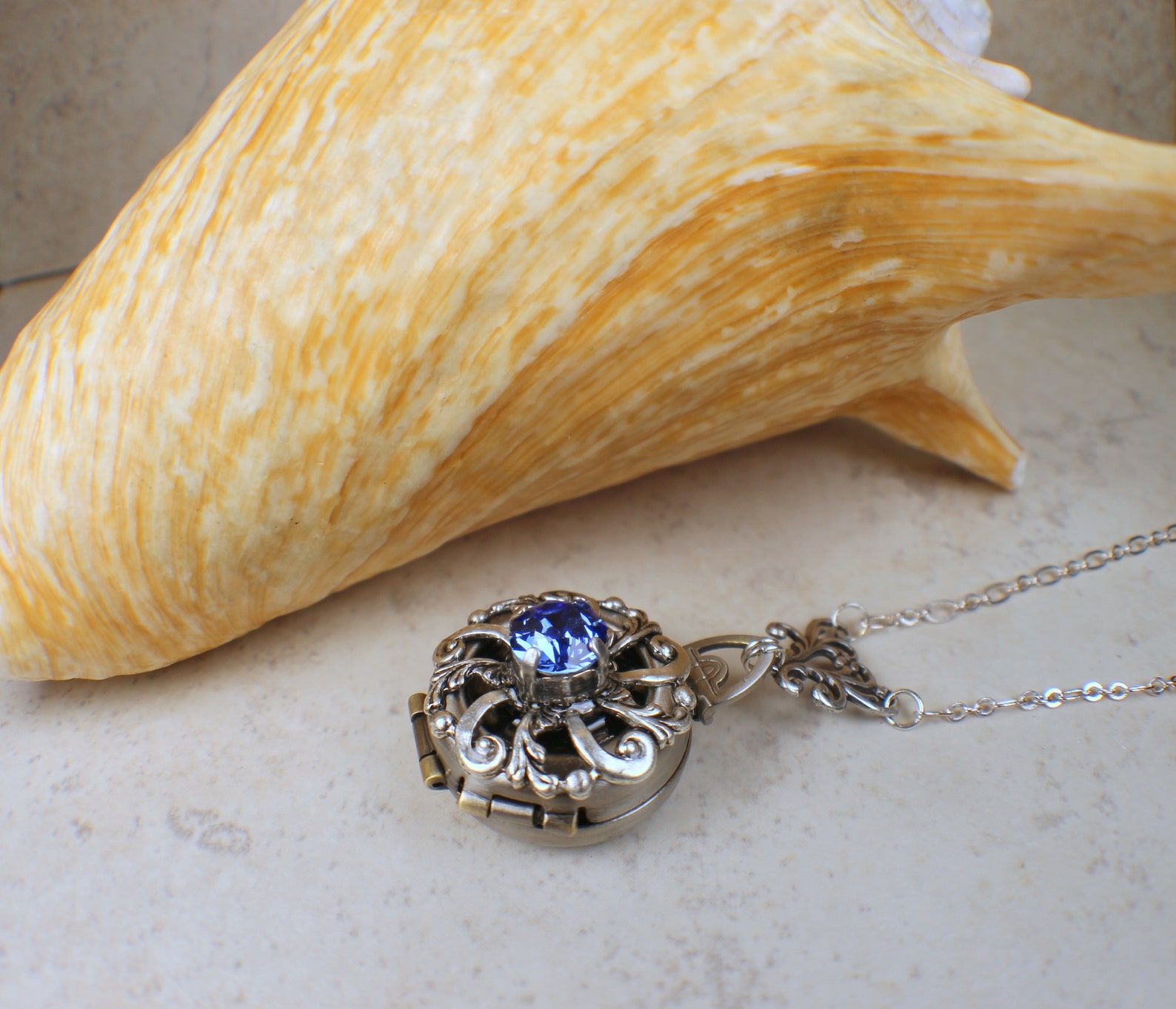 Sapphire Crystal Locket Silver Photo Locket Four Photo - Etsy