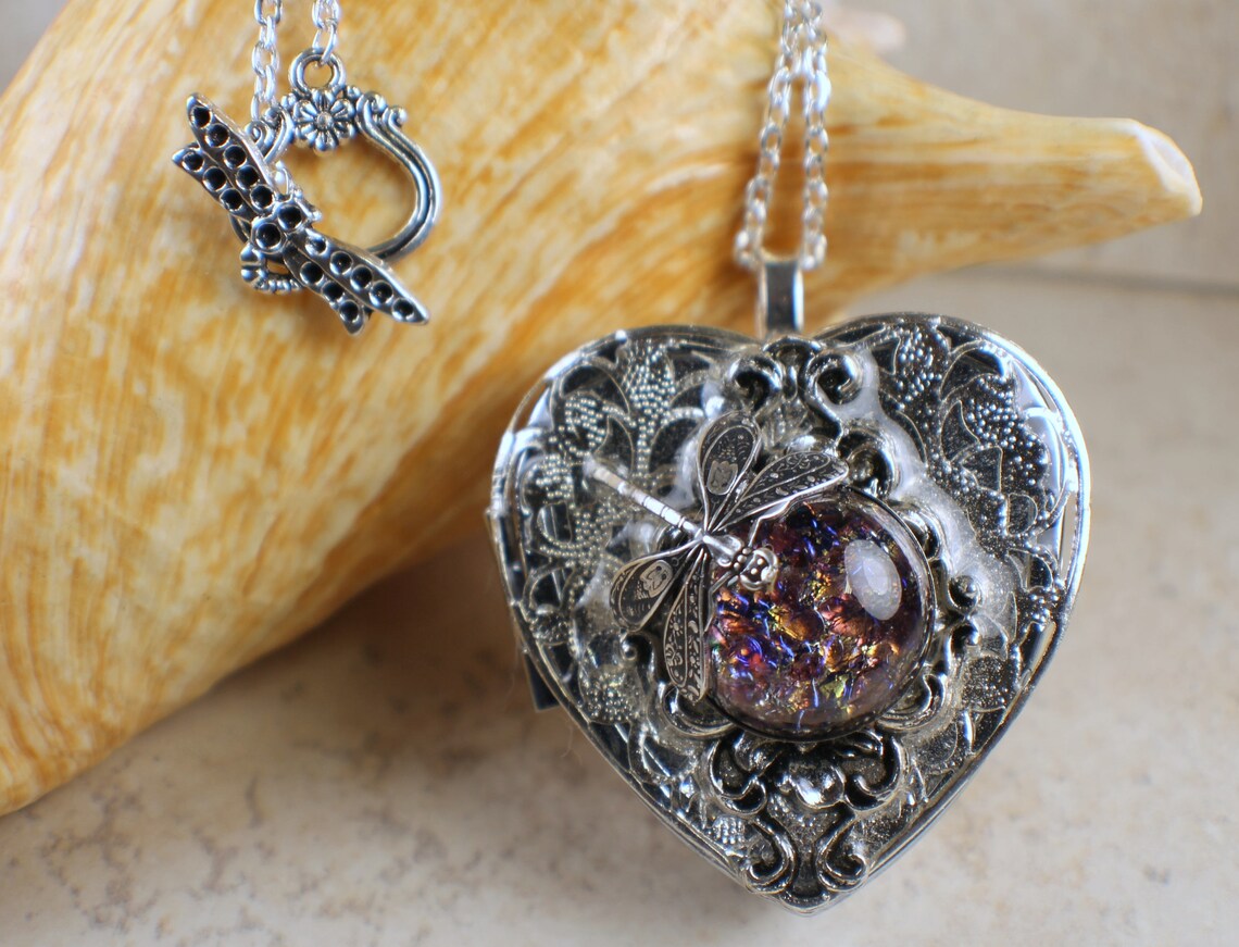 Dragonfly Music Box Locket Heart Music Box Pendant Music Box - Etsy