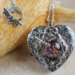 Dragonfly Music Box Locket, Heart Music Box Pendant, Music Box Jewelry ...