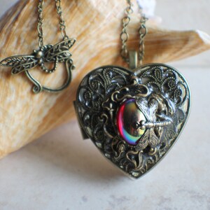 Dragonfly Music Box Locket, Heart Music Box Pendant, Music Box Jewelry ...