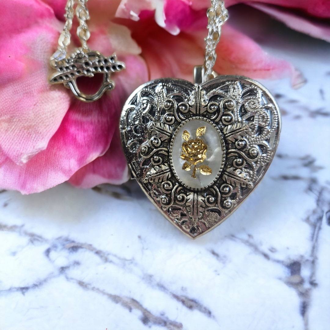 Rose Music Box Locket, Music Box Necklace, Mini Music Box, Musical ...