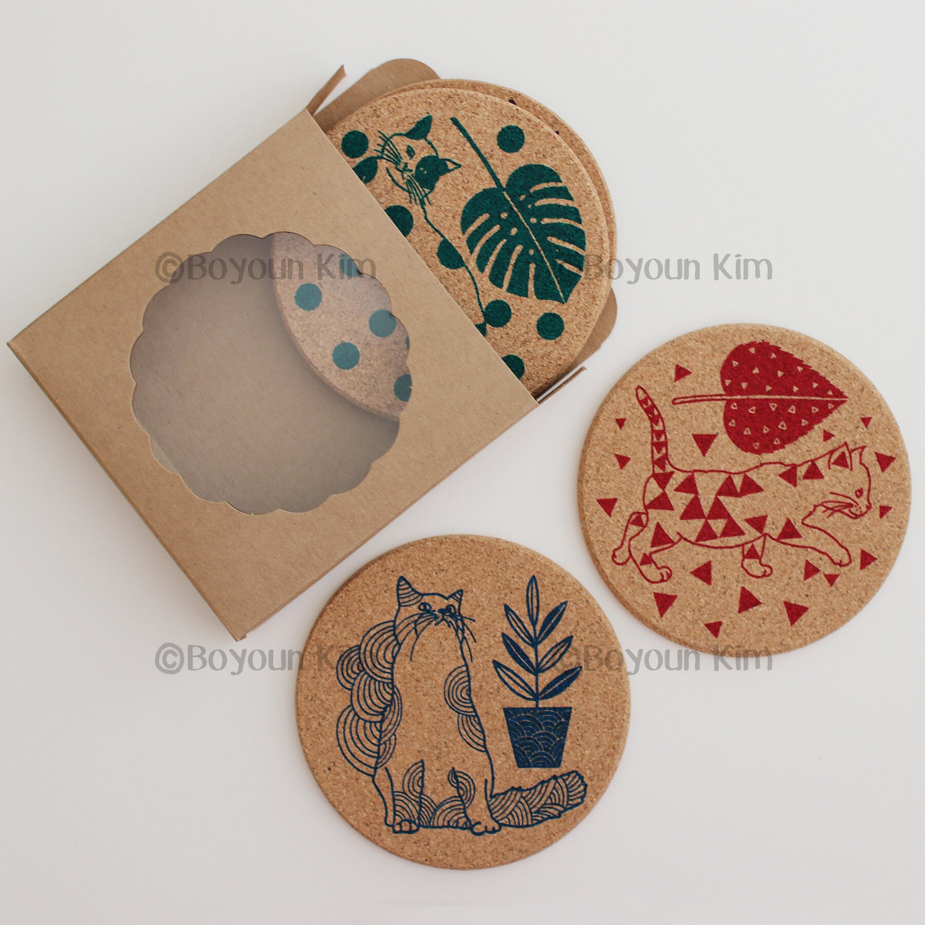 Cats Coaster Set - Etsy